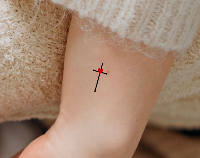 Minimalist Tiny Cross Temporary Tattoo - Etsy