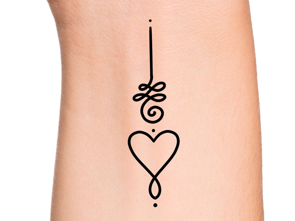 Unalome Heart Temporary Tattoo - Etsy