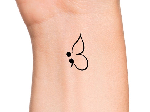 Semicolon Butterfly Temporary Tattoo - Etsy Finland