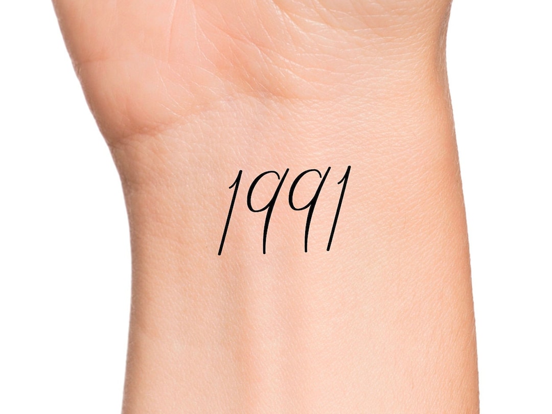 1991 Year Temporary Tattoo Number Tattoo Birth Year Temp Tattoo - Etsy