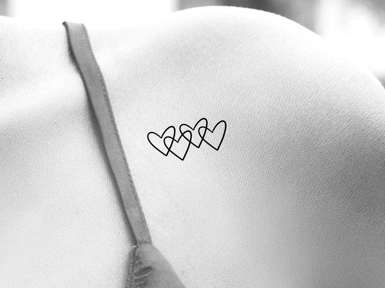Hearts Connecting Temporary Tattoo / 3 Hearts Tattoo / 4 Hearts Tattoo ...