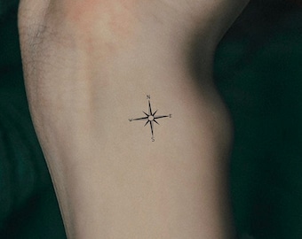 Compass and Anchor Temporary Tattoo, Fake Tattoo, Festival Tattoo ...