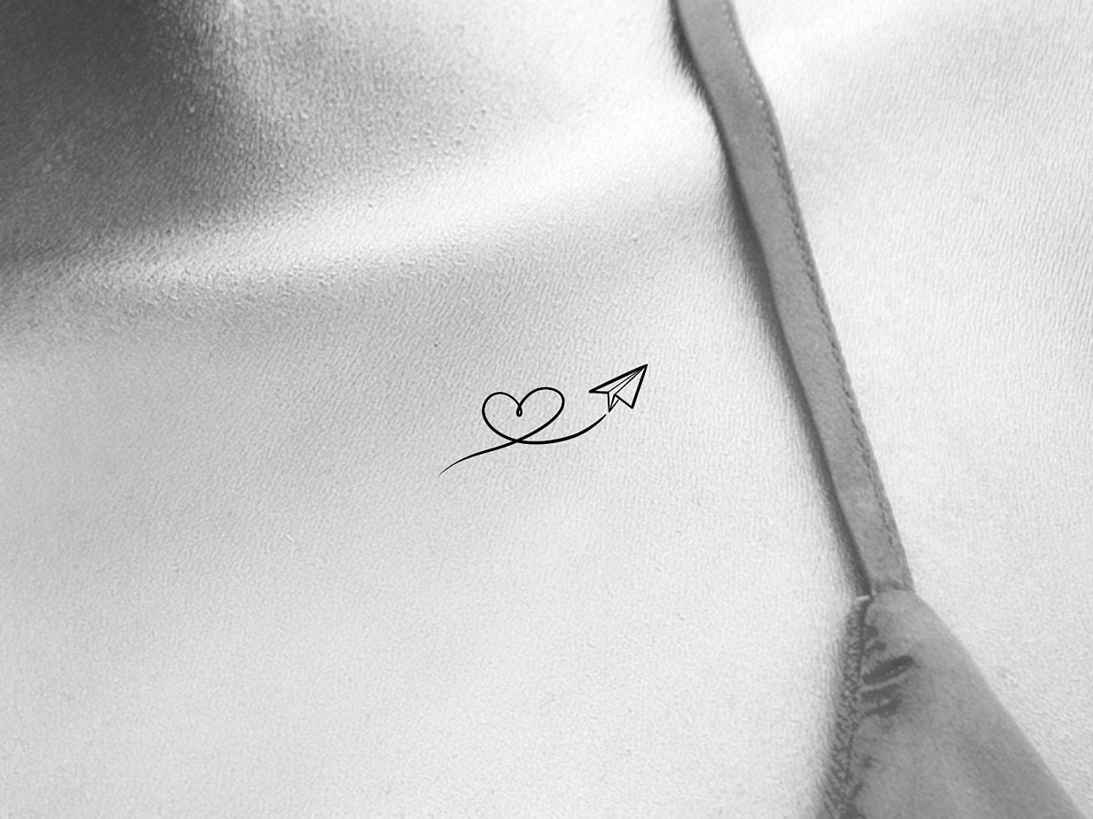 Paper Airplane Heart Temporary Tattoo / Plane Tattoo - Etsy