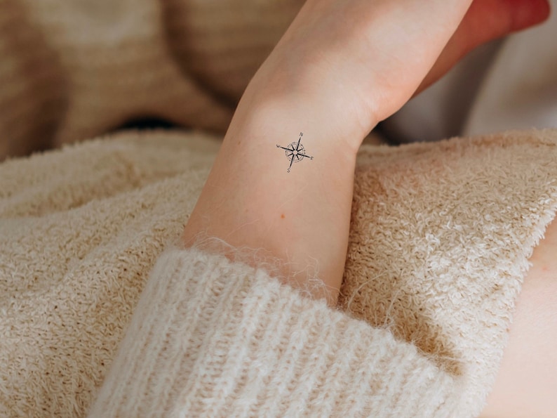 Compass Temporary Tattoo - Etsy