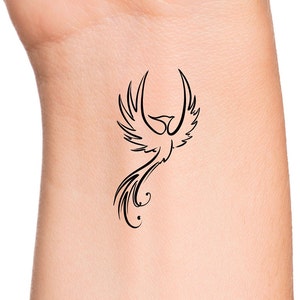 Fine Line Phoenix Temporary Tattoo - Etsy