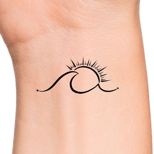 Sun Wave Heart Temporary Tattoo - Etsy