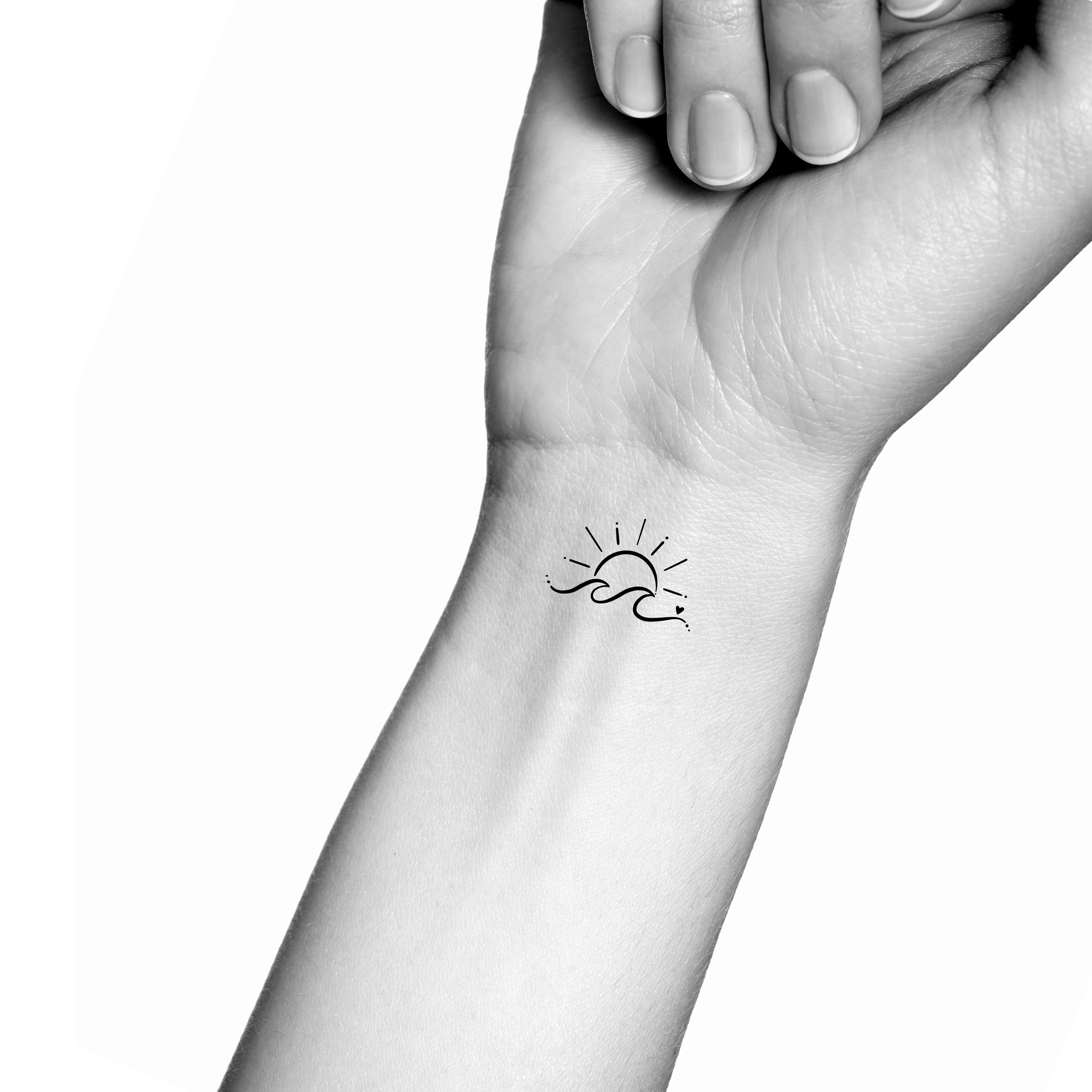 Sun Wave Heart Temporary Tattoo - Etsy