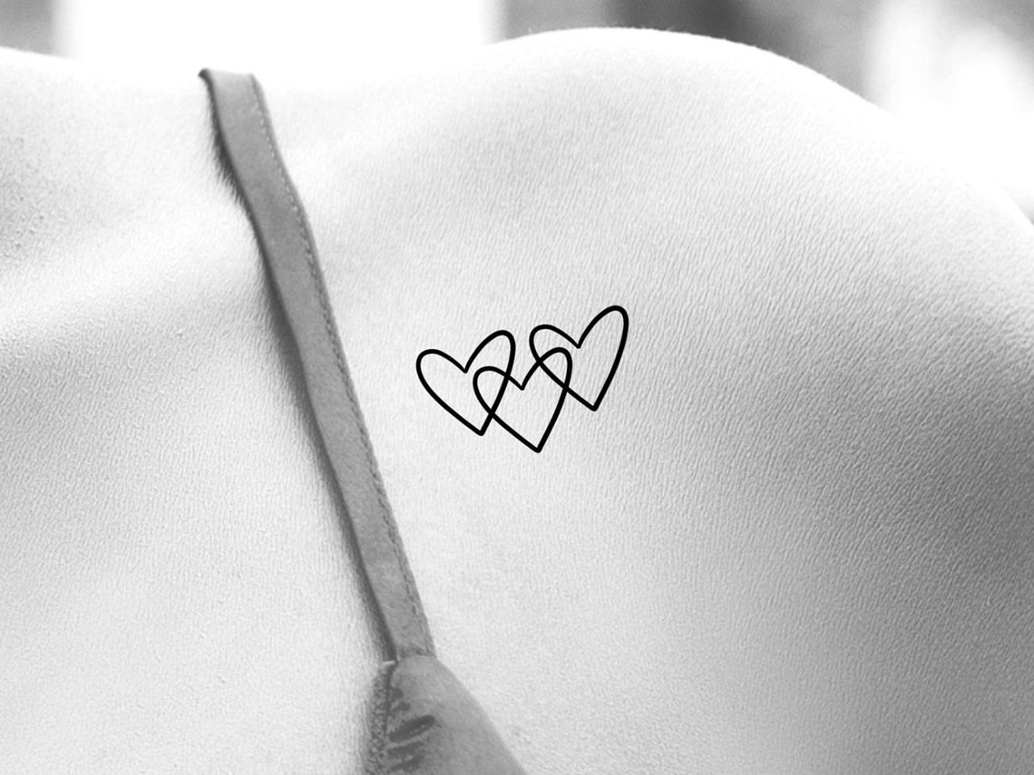 Hearts Connecting Temporary Tattoo / 3 Hearts Tattoo / 4 Hearts Tattoo ...