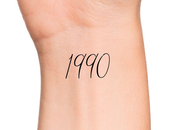 1990 Year Temporary Tattoo Birth Year Number Tattoo - Etsy