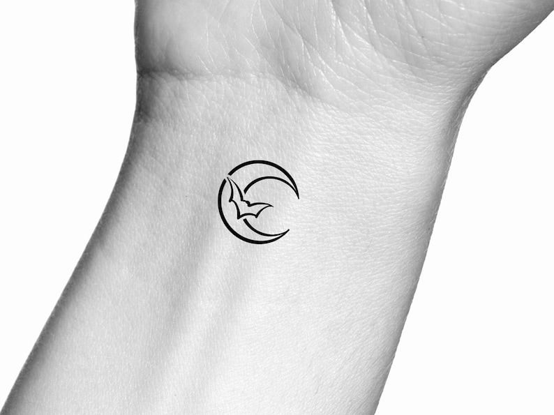 Moon Bat Temporary Tattoo - Etsy