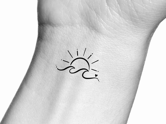 Sun Wave Heart Temporary Tattoo - Etsy Canada