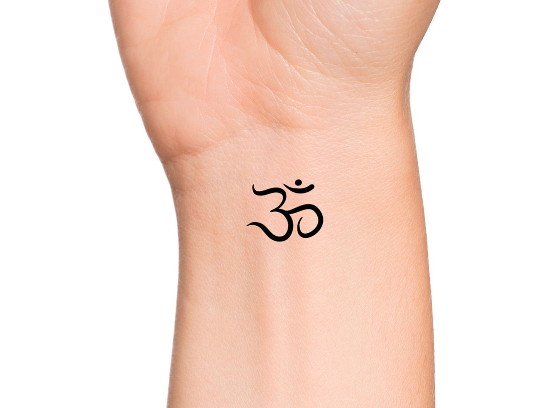 Thin Line Om Temporary Tattoo - Etsy