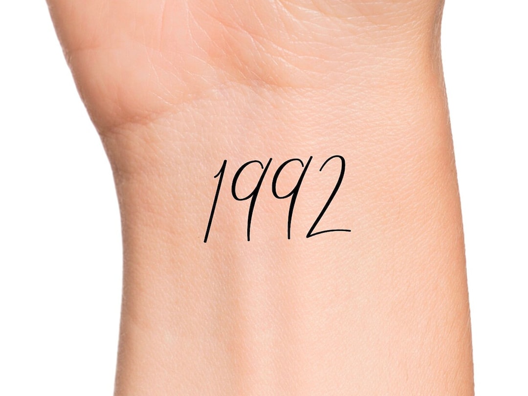 1992 Year Temporary Tattoo Numbers Tattoo Birth Year Tattoo - Etsy