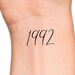 1992 Year Temporary Tattoo Numbers Tattoo Birth Year Tattoo - Etsy