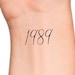 1989 Year Temporary Tattoo Birth Year Number Tattoo - Etsy