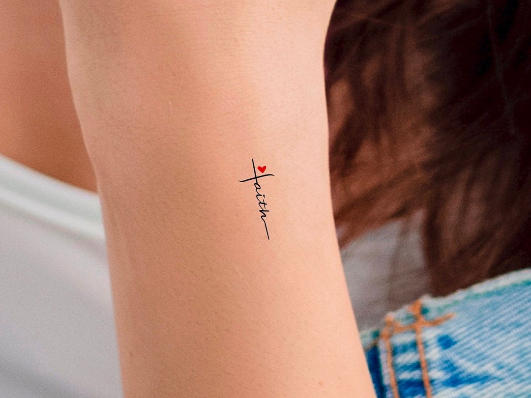Faith Cross Heart Temporary Tattoo / Religious Tattoo - Etsy