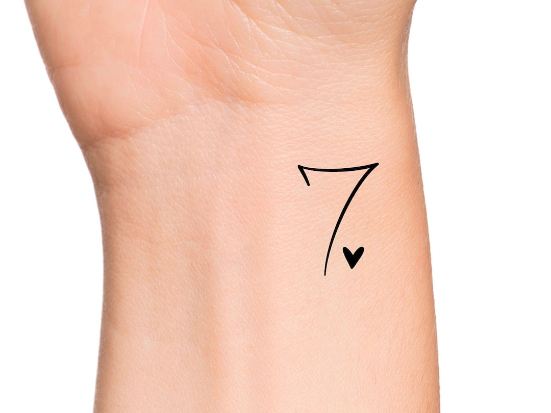Seven Heart Temporary Tattoo / Number 7 Tattoo - Etsy