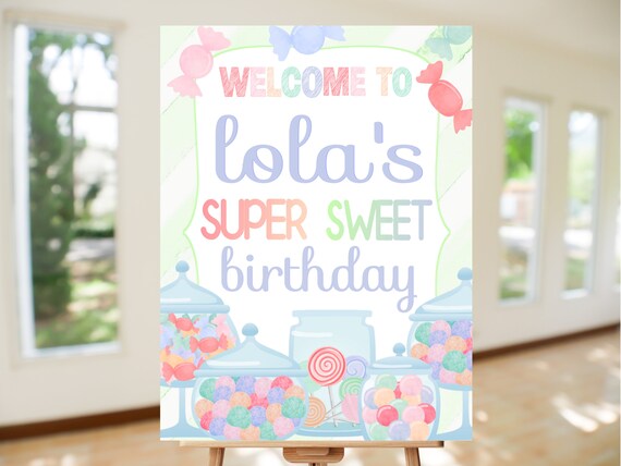 EDITABLE Candy Birthday Welcome Sign - Etsy