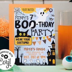 Editable Halloween Birthday Invitation Template, Printable Boo-thday ...