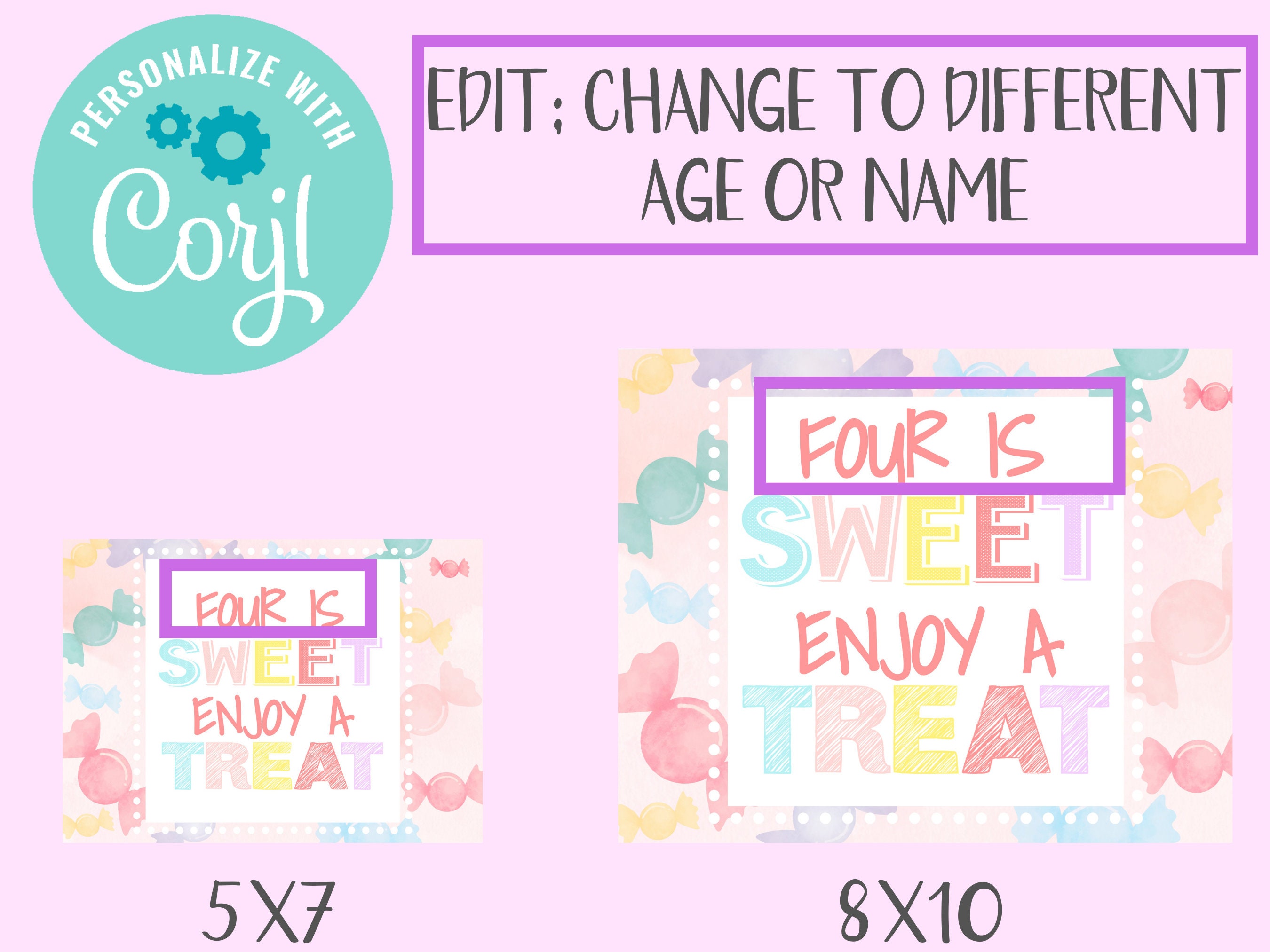 Editable Sweet Celebration Birthday Sign, DIGITAL DOWNLOAD - Etsy
