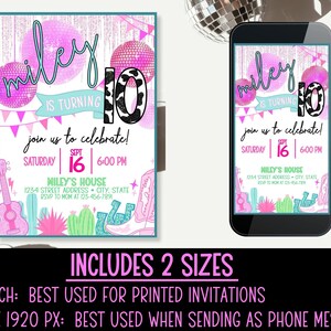 Editable Disco Cowgirl Birthday Template, Cosmic Cowgirl Invitation ...