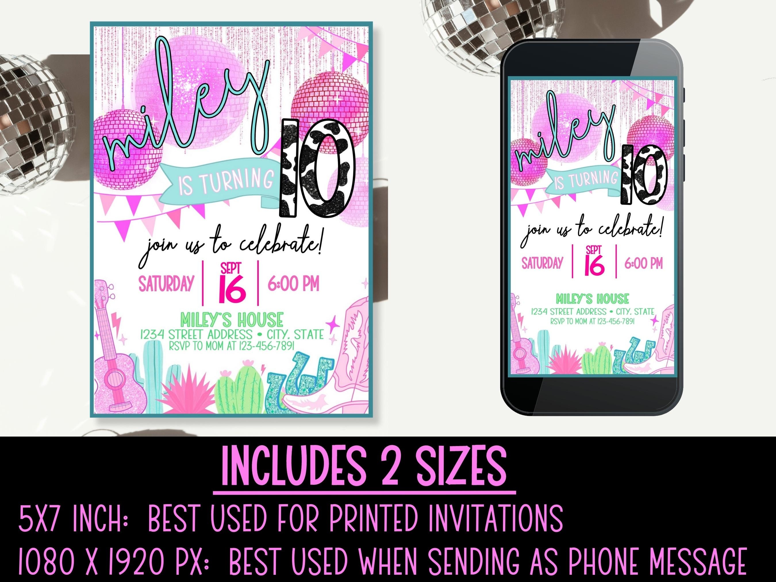 Editable Disco Cowgirl Birthday Template, Cosmic Cowgirl Invitation ...