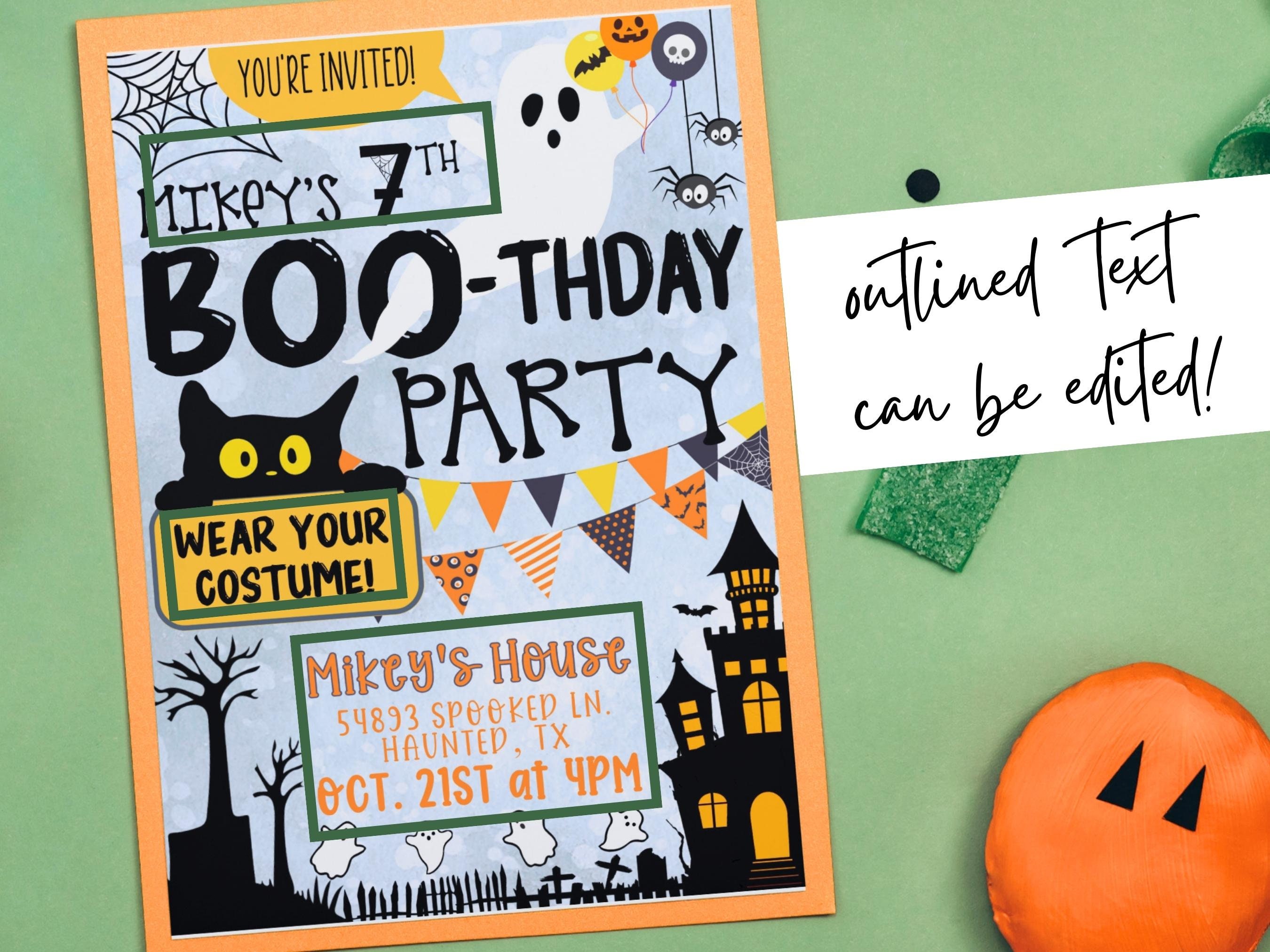 Editable Halloween Birthday Invitation Template, Printable Boo-thday ...