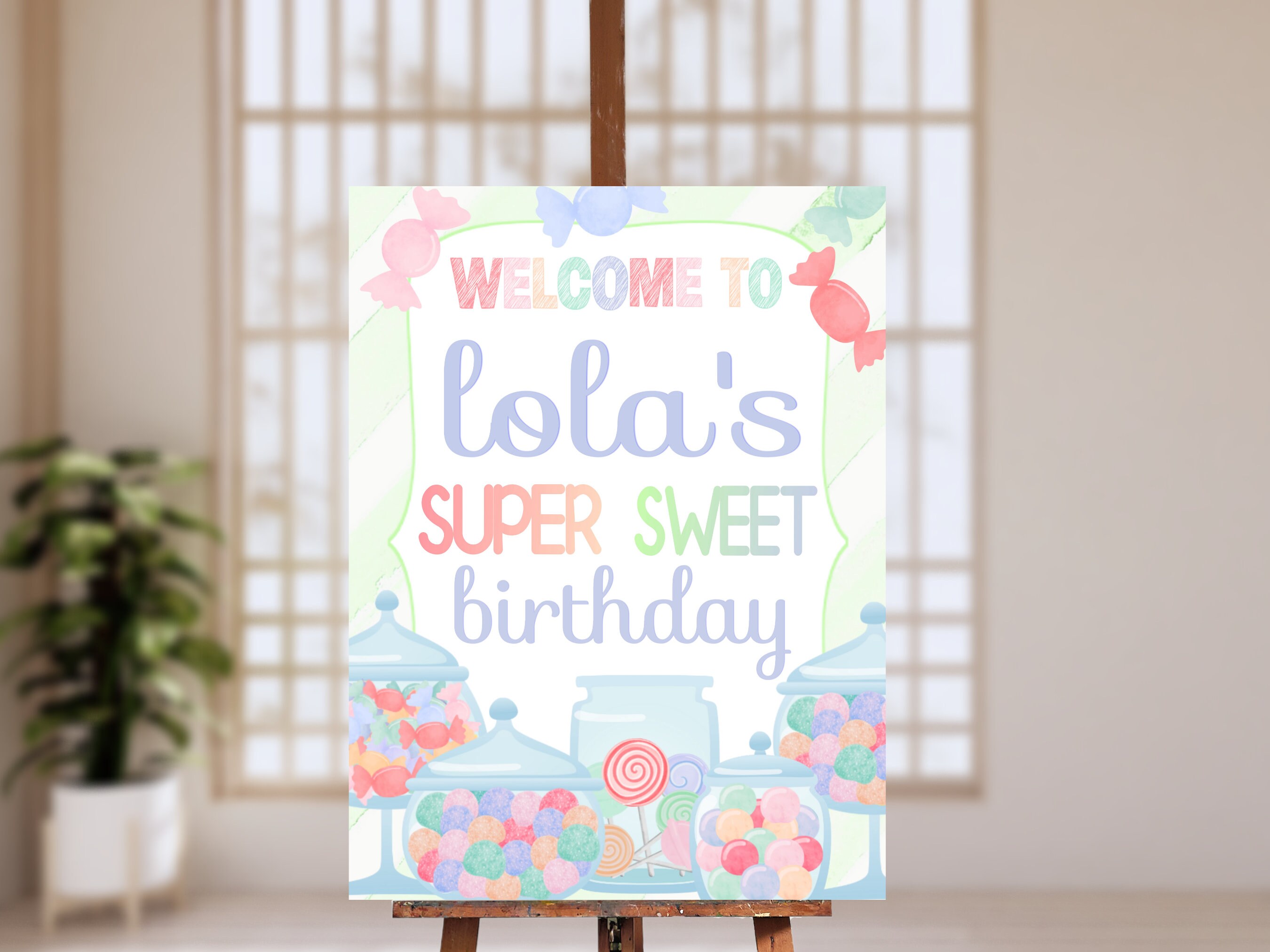 EDITABLE Candy Birthday Welcome Sign, Sweet Celebration Welcome ...