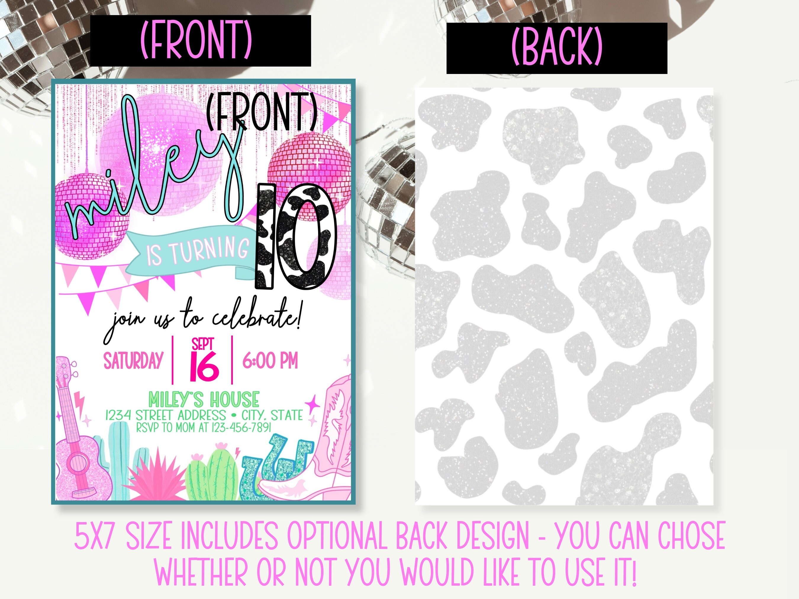 Editable Disco Cowgirl Birthday Template, Cosmic Cowgirl Invitation ...