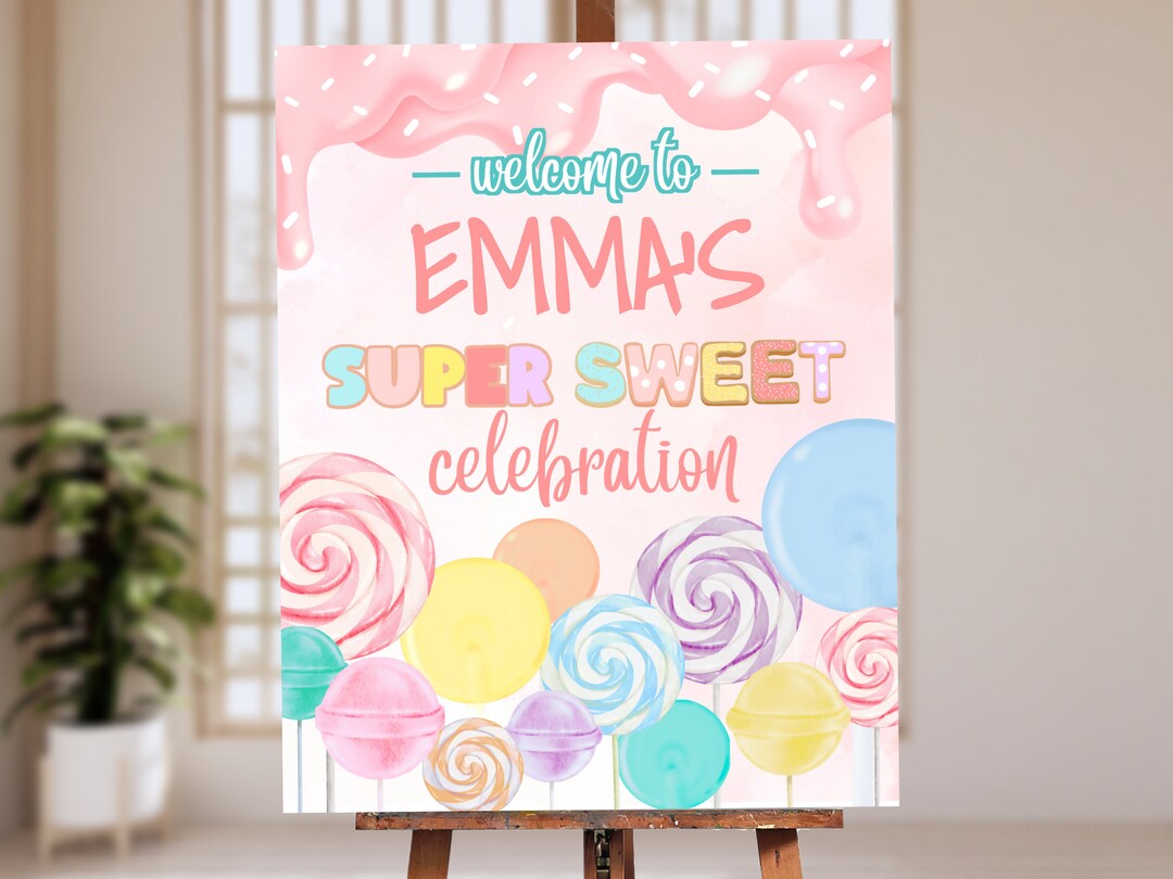 Sweet Celebration Birthday Welcome Sign, Candy Birthday Welcome Poster ...