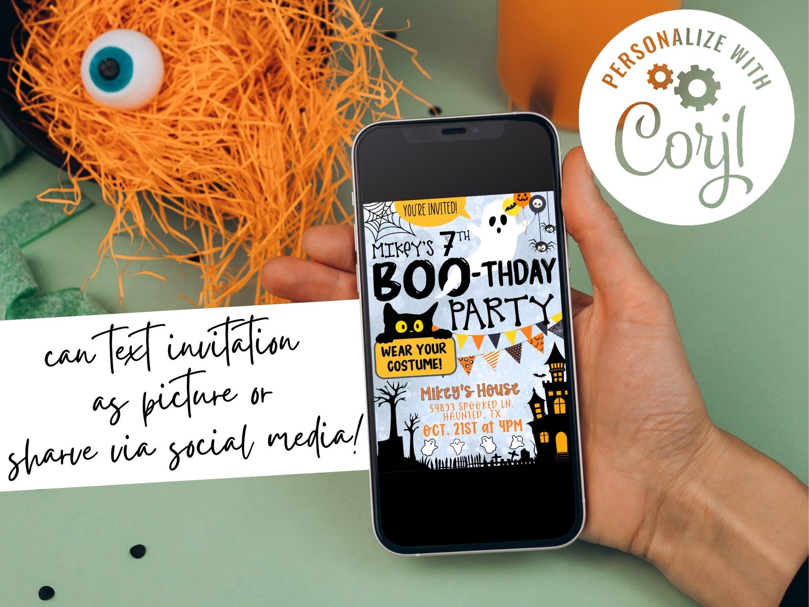 Editable Halloween Birthday Invitation Template, Printable Boo-thday ...