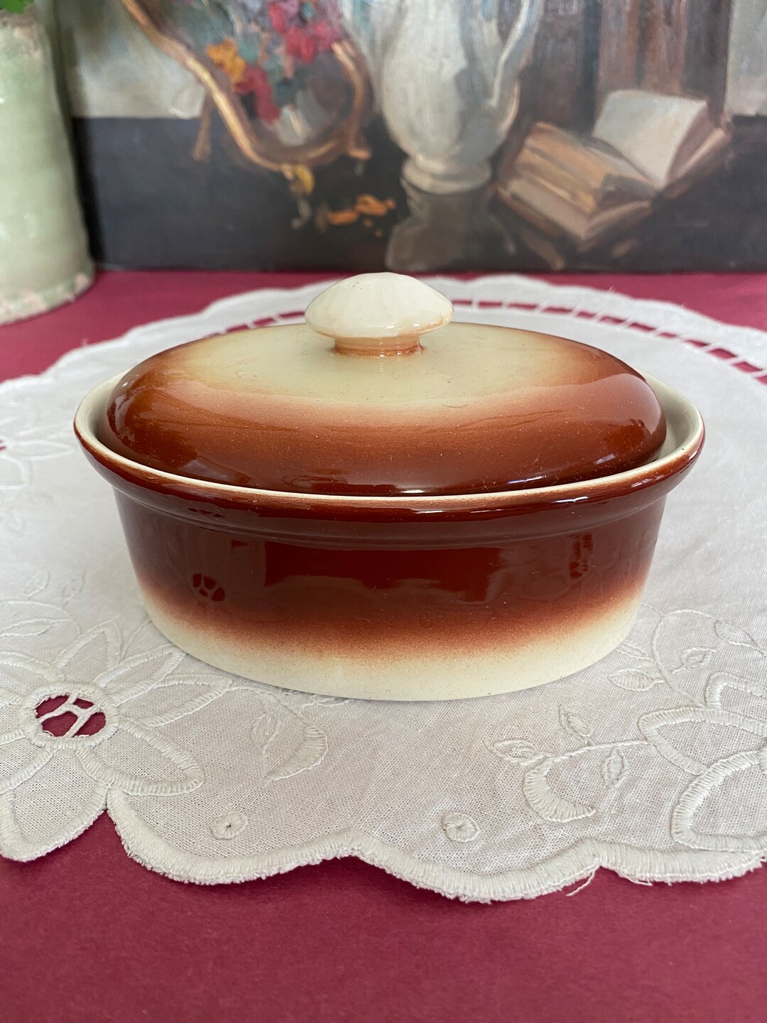 Old Digoin Terrine, Earthenware Pâté Pot, Vintage French, Small Country ...
