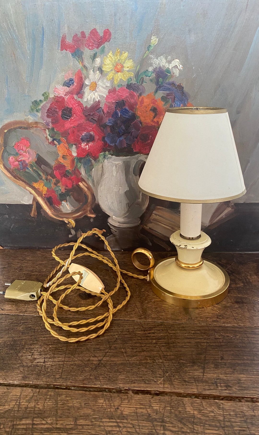 Old Table Lamp, Bedside Lamp in the Shape of a Hand Candle Holder, in ...