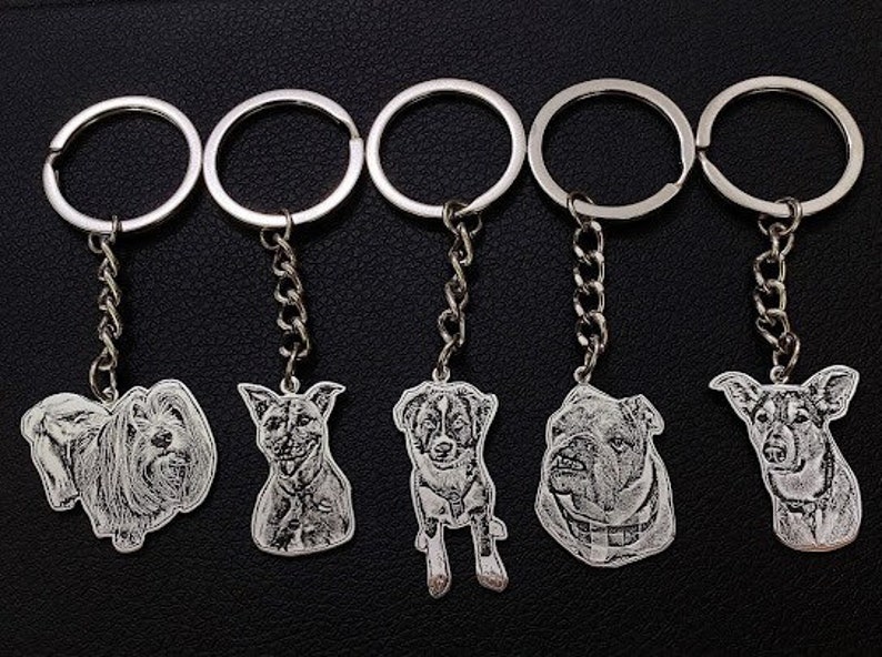 Personalized Dog Photo Engraved Keychain - Etsy
