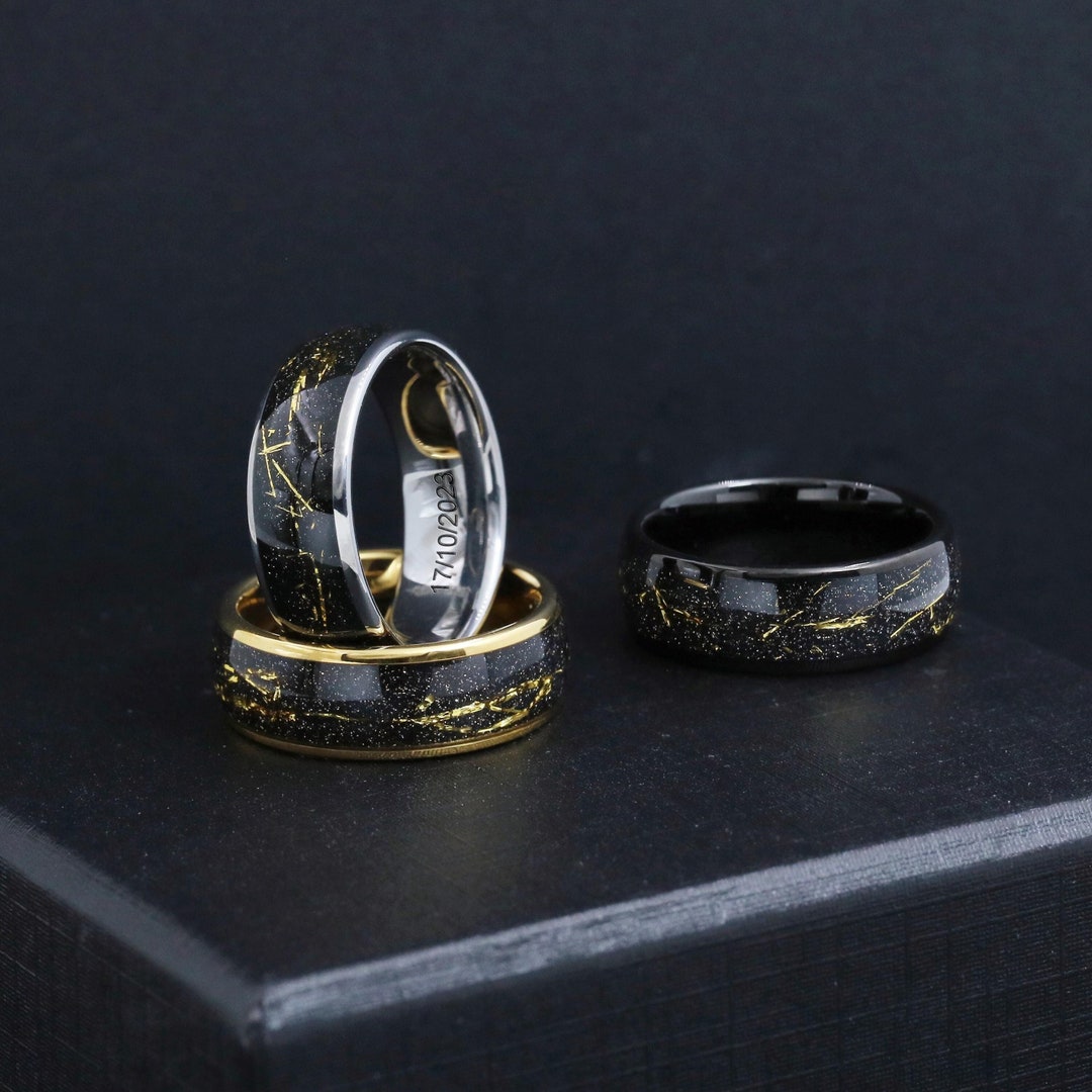 Custom Galaxy Ring for Him, Personalized Mens Tungsten Wedding Band ...