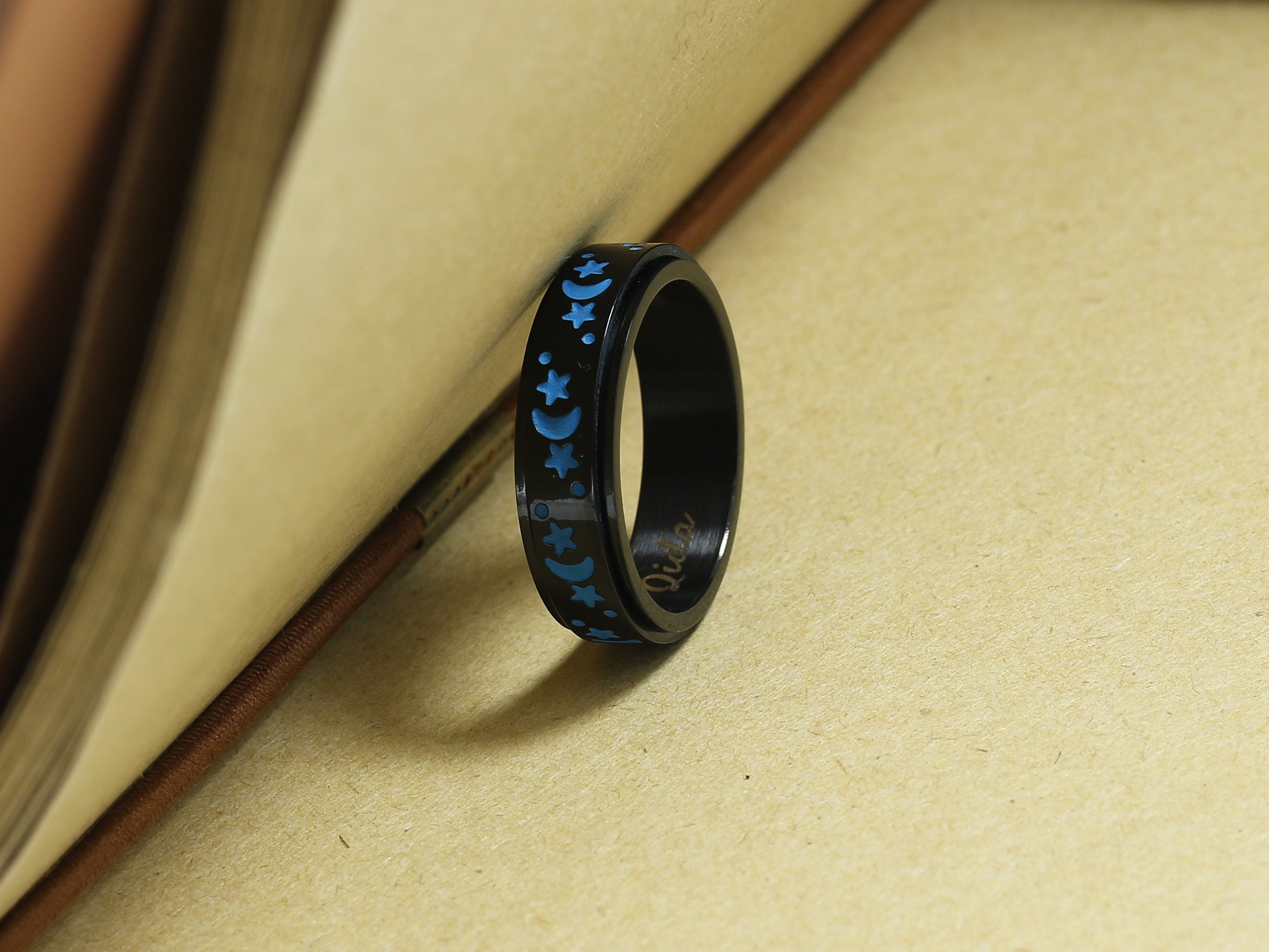 Custom Fidget Rings Sun Moon Stars Spinner Band Personalized - Etsy