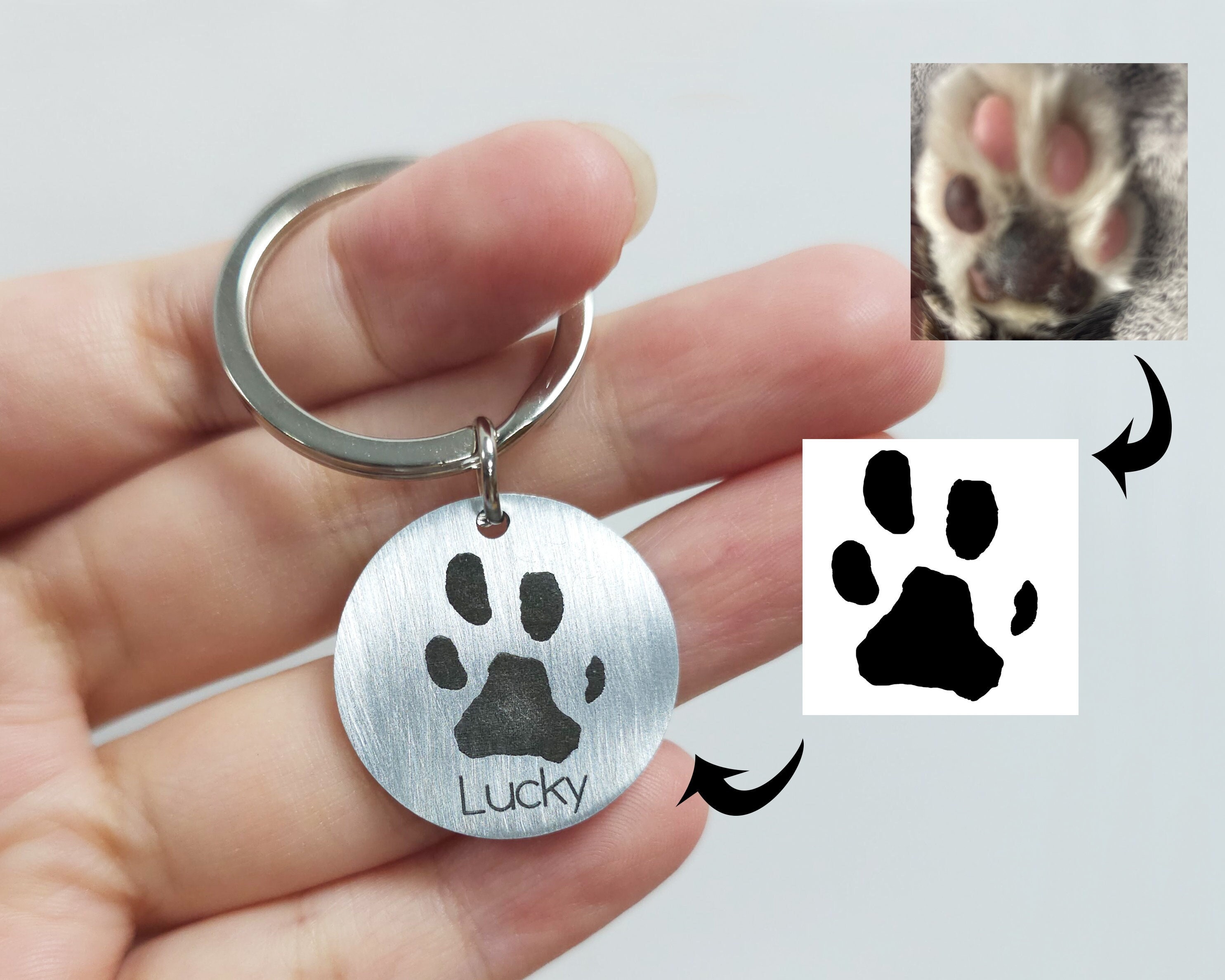 Custom Paw Print Keychain Actual Dog Pawprints Keyring - Etsy