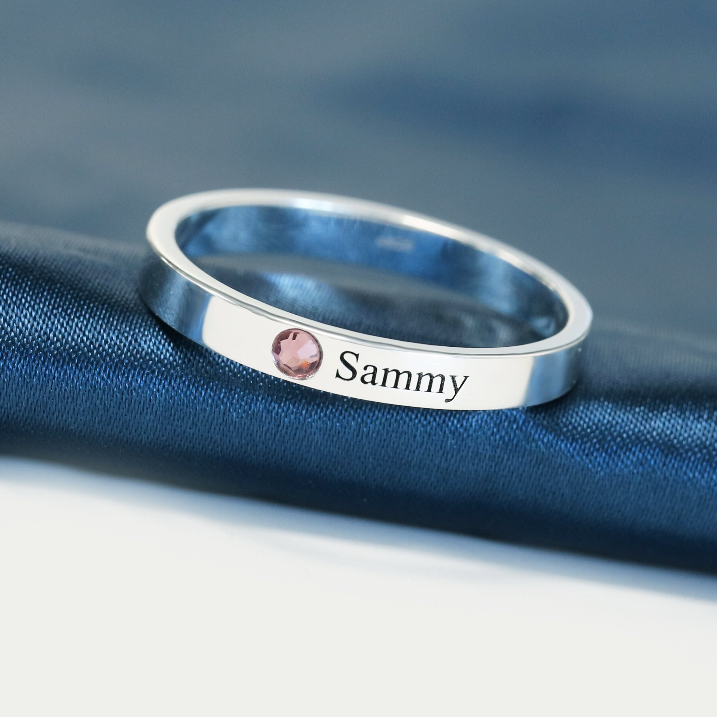 Birthstone Stacking Name Ring Personalized Birthstone Ring - Etsy