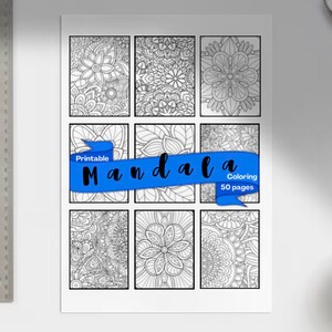 50 Page Printable Mandala Coloring Book, Art Activity - Etsy