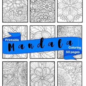 50 Page Printable Mandala Coloring Book, Art Activity - Etsy