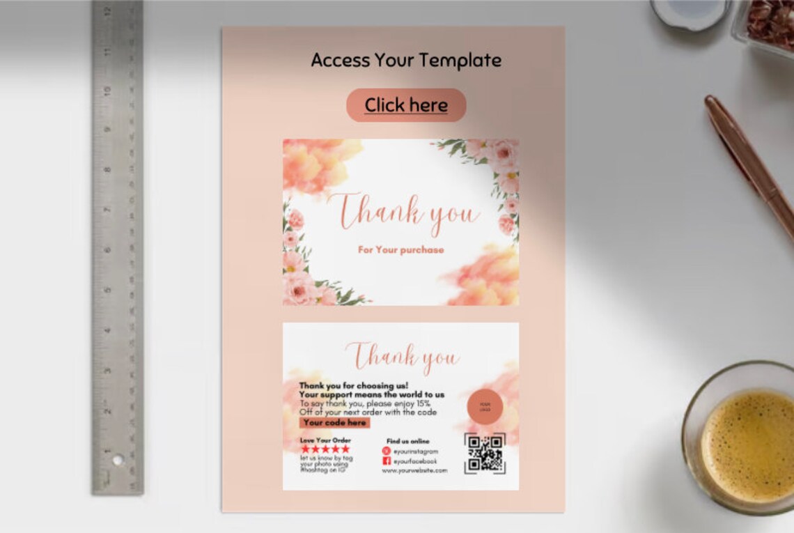 Thank You Card Template, Printable Card - Etsy