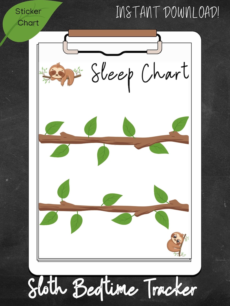 Sloth Sleep Reward Chart for Kids | Printable Bedtime Sticker Chart ...