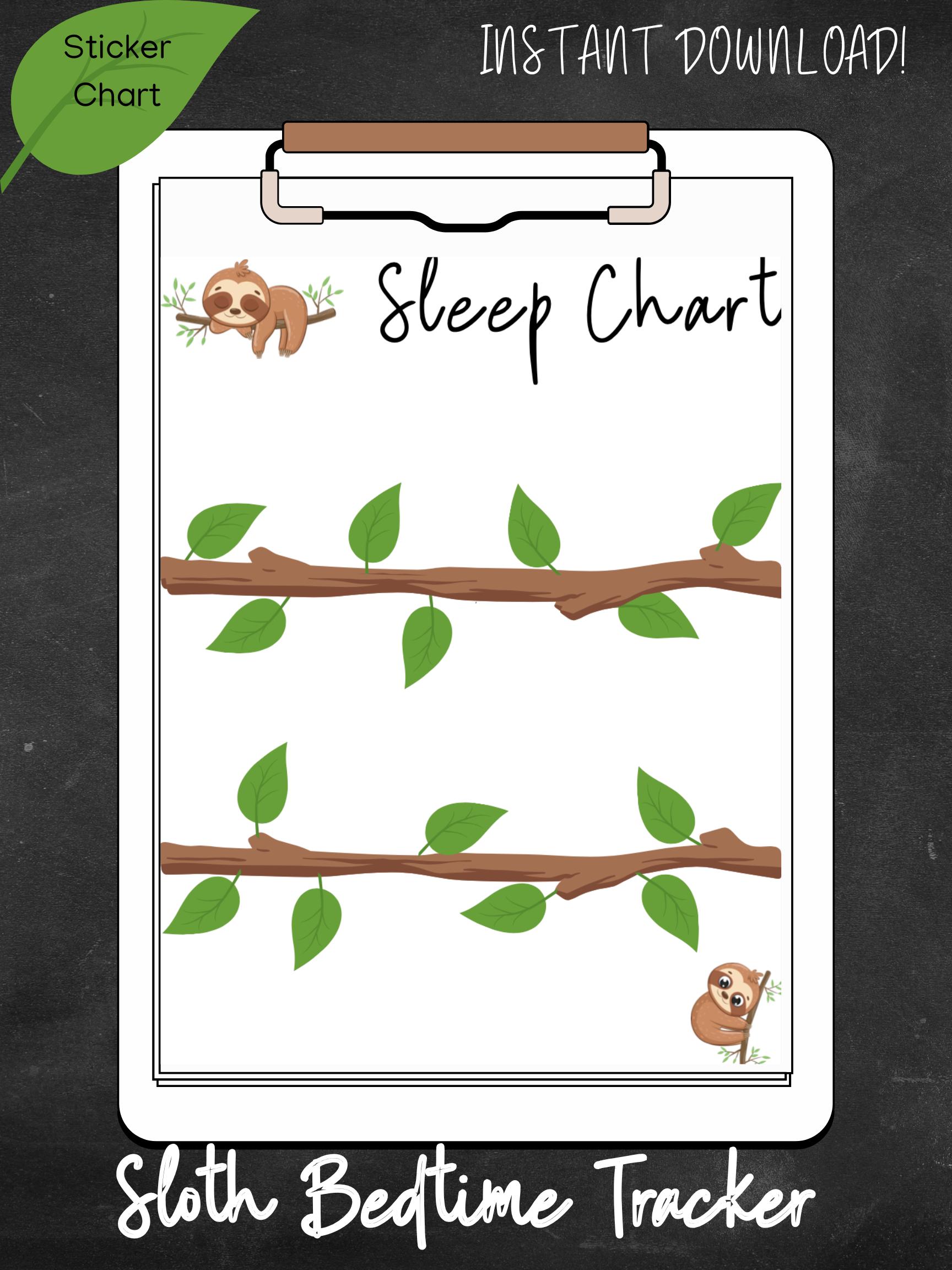 Sloth Sleep Reward Chart for Kids | Printable Bedtime Sticker Chart ...
