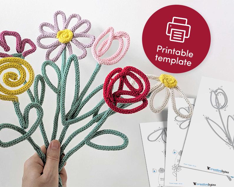 Knitted Wire Flower Templates | DIY Wire Art | Tricotin Icord Patterns ...