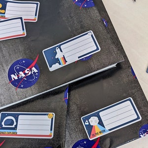 School Supplies Name Labels I Space Theme I Back to School I Book ...