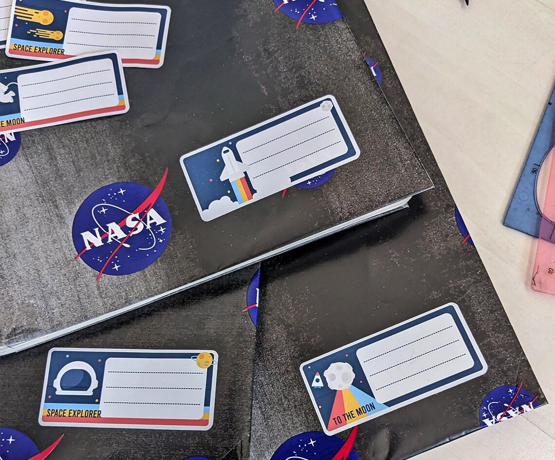 School Supplies Name Labels I Space Theme I Back to School I Book ...