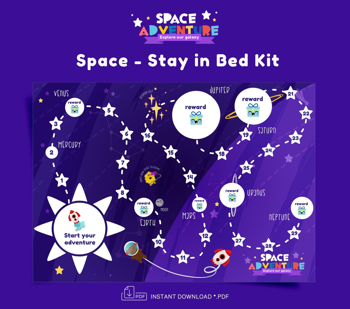 Space Adventure - Downloadable Stay in Bed Reward Chart for Toddlers - Etsy