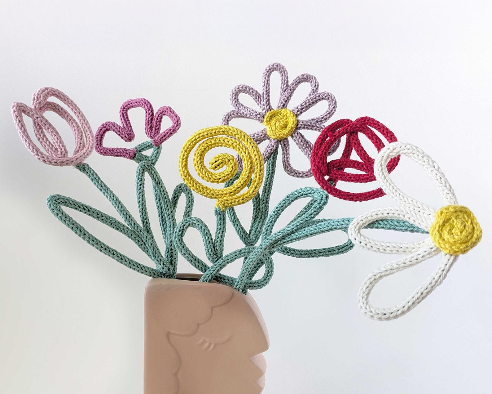 Knitted Wire Flower Templates | DIY Wire Art | Tricotin Icord Patterns ...