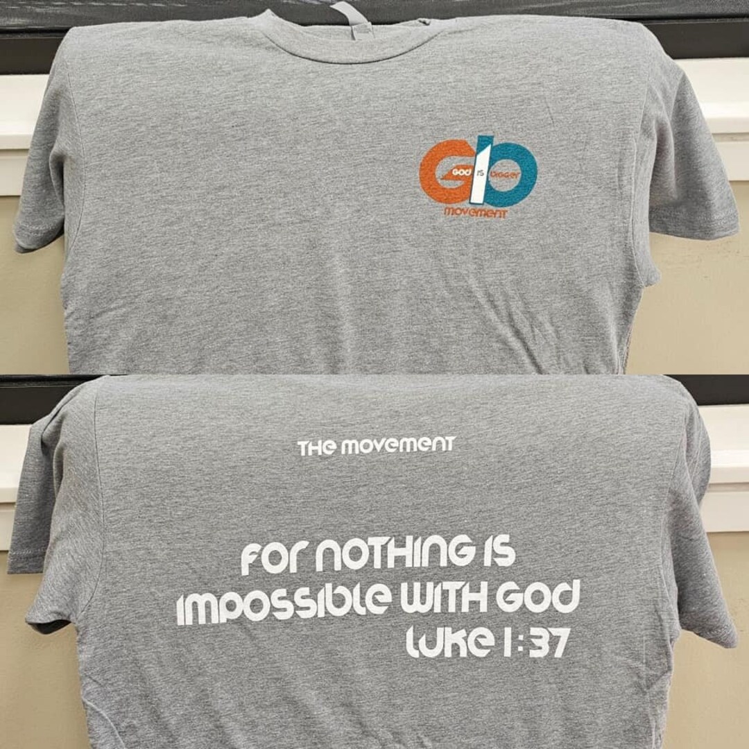 God is Bigger-heather Grey Pocket Logo Tee Shirt - Etsy