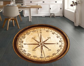 Round Compass Rug - Etsy